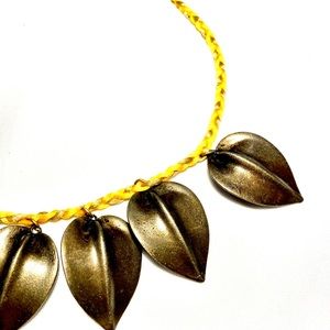 Mango | Jewelry | Brass Leaf Yellow Necklace From Mango | Poshmark